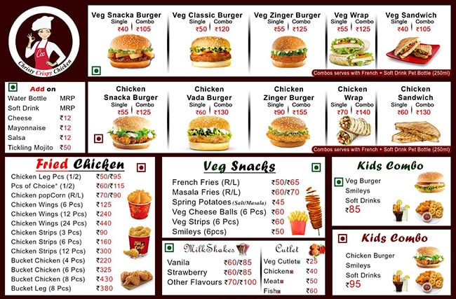 Menus of Christy Crispy Chicken, located at 7th Main Road, Mogappair ...