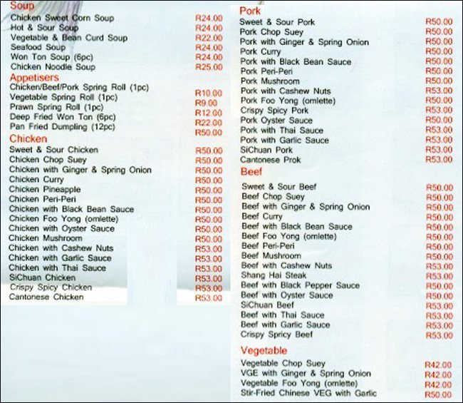 Ming Chinese Takeaway and Sushi Bar, located at Van Ryneveld Avenue ...